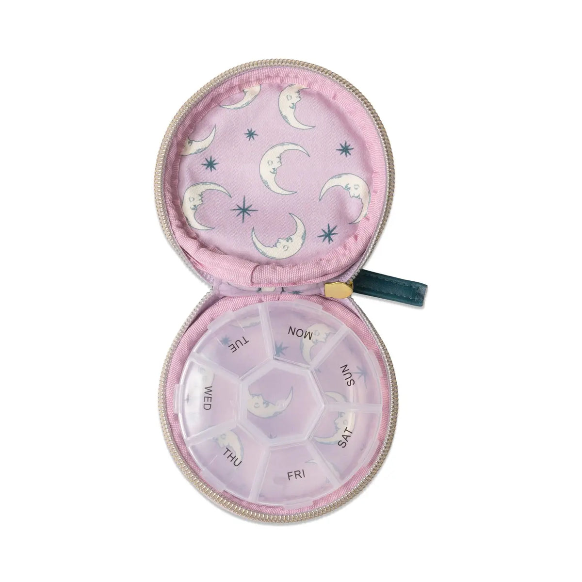 Celestial Teal Moon Pill Box – The Keekin' Glass